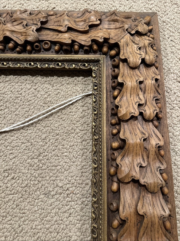 THE BEST Antique Victorian Carved Leaf & Acorn Picture Frame Holds 20 1 ...
