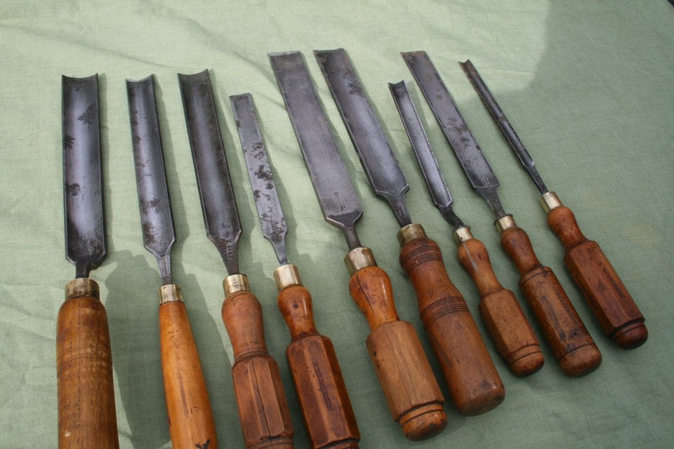 VINTAGE WOOD TURNING CHISEL SET 9 PCS – MARPLES SORBY ETC SHEFFIELD ...