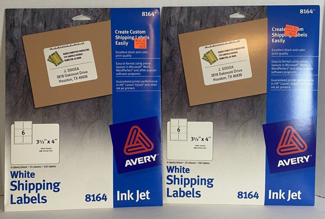 260 Avery 5164 8164 White Shipping Labels - 3 1/3" x 4" - 44 Sheets of ...