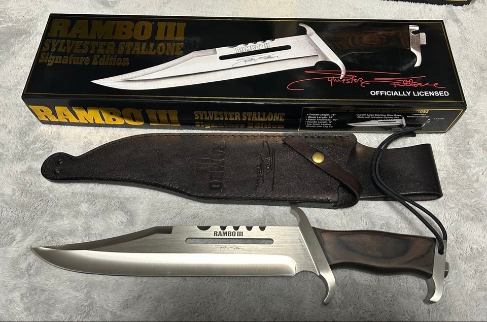 RAMBO Replica Knife FIRST BLOOD 1,2,3 Sylvester Stallone Signature ...