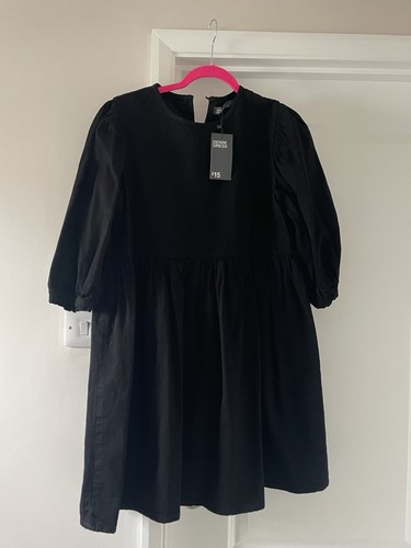 BNWT primark Black Denim Smock Dress Size 14 A Line | eBay UK