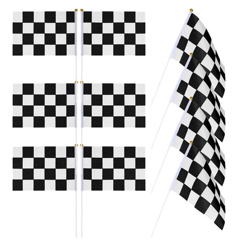 10 Pcs Race Flags Checkered Flags on Sticks Racing Flag for Car Race ...