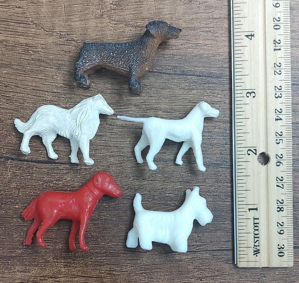 Vintage Miniature Plastic Dog Figures Dollhouse Pet Diorama Lot Of 5 ...