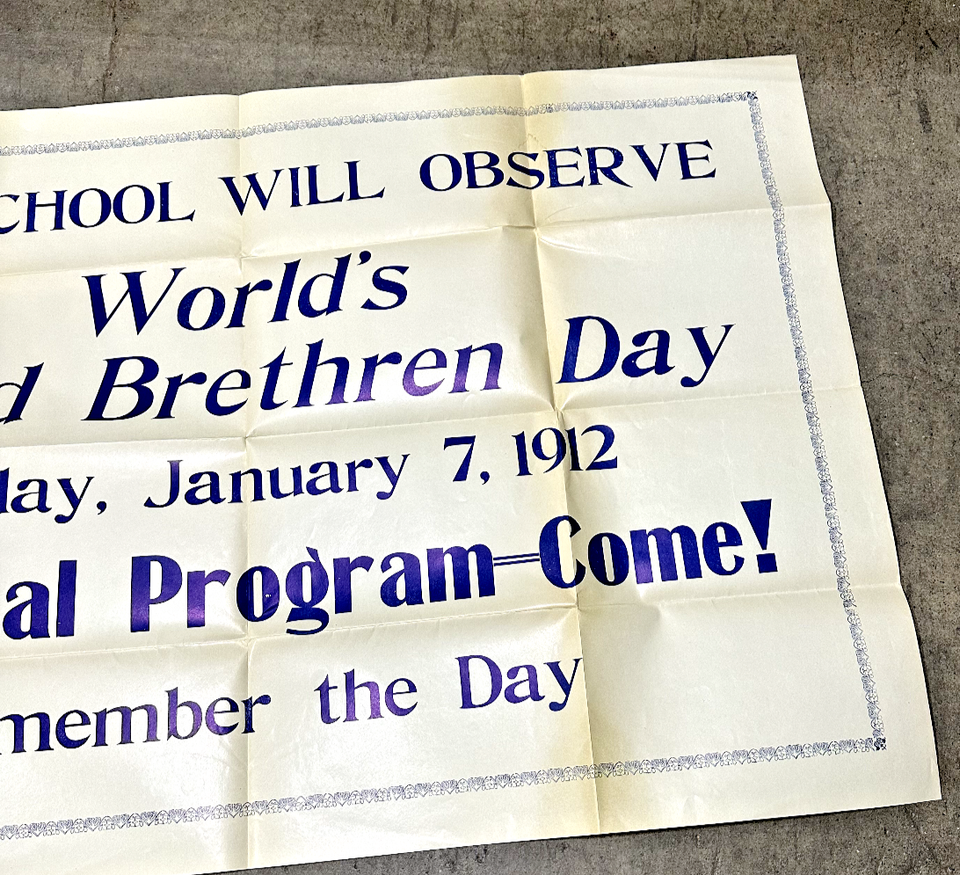 Antique 1912 World's United Brethren Day Broadside 22.5"t x 32"w | eBay