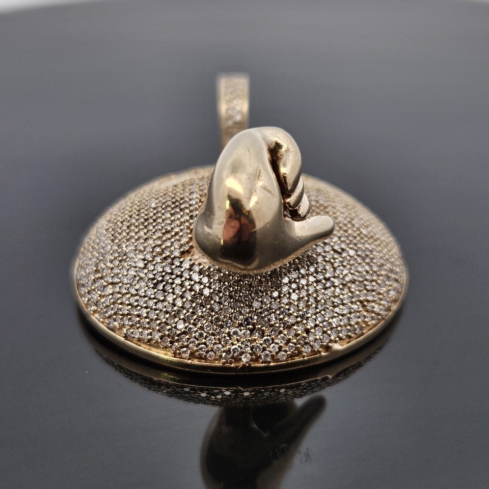 10KT Yellow Gold 1.48TCW Diamond Articulating Shush Emoji Pendant Charm ...