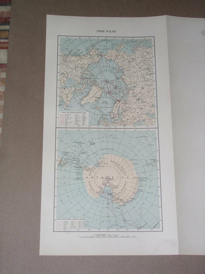 1929 VINTAGE MAP WORLD AMERICA AFRICA ASIA EUROPE ANTARCTICA ...