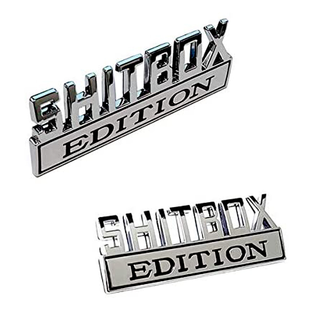 2X 3D SHITBOX EDITION Emblem Decal Badge Stickers Silver For GM GMC ...