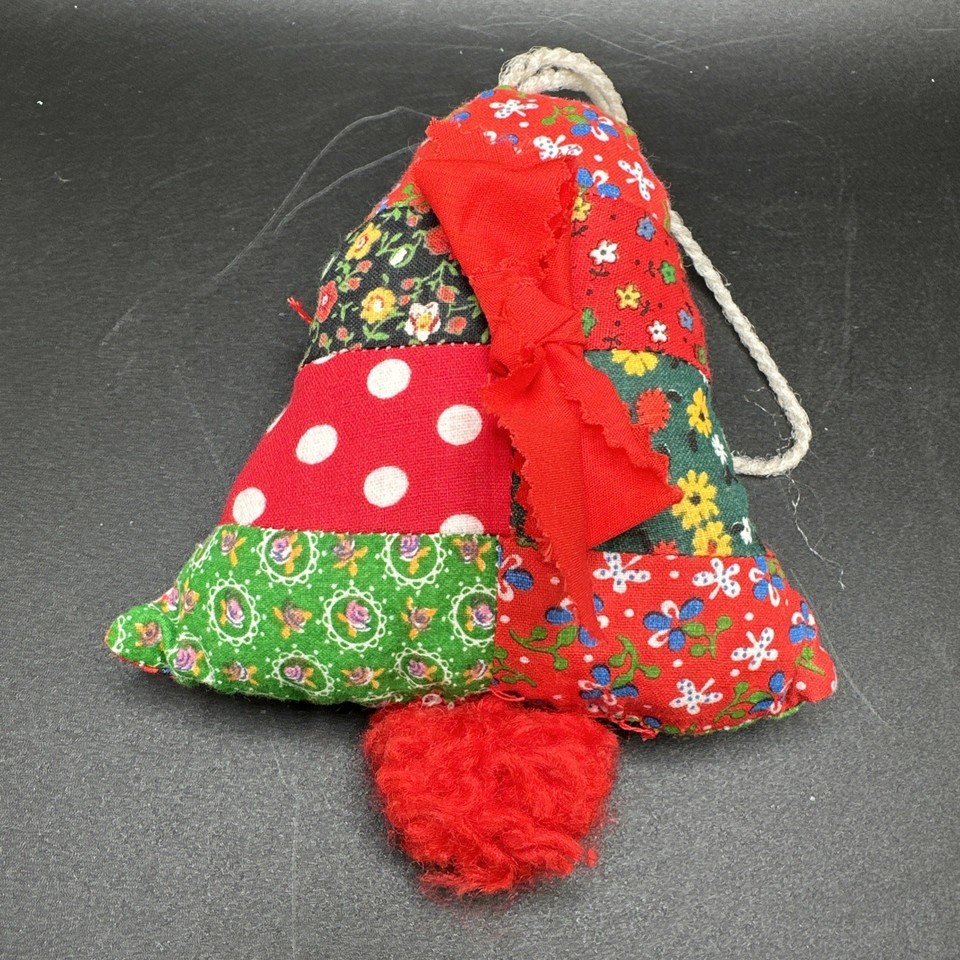 Vtg Christmas Ornaments Handmade Stuffed Fabric Ribbon Rick Rack Lot of ...