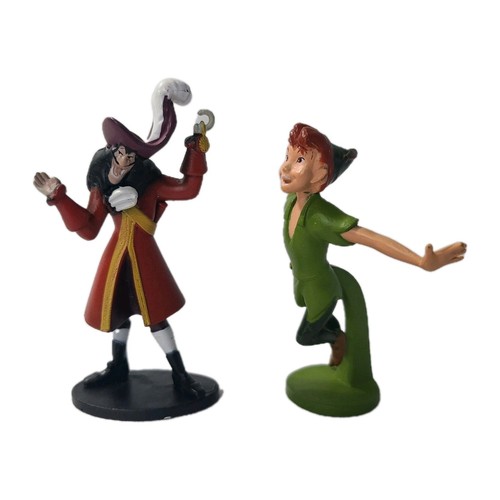 Lot of 2 Disney Peter Pan and Captain Hook Cake Toppers PVC Toy Figures ...