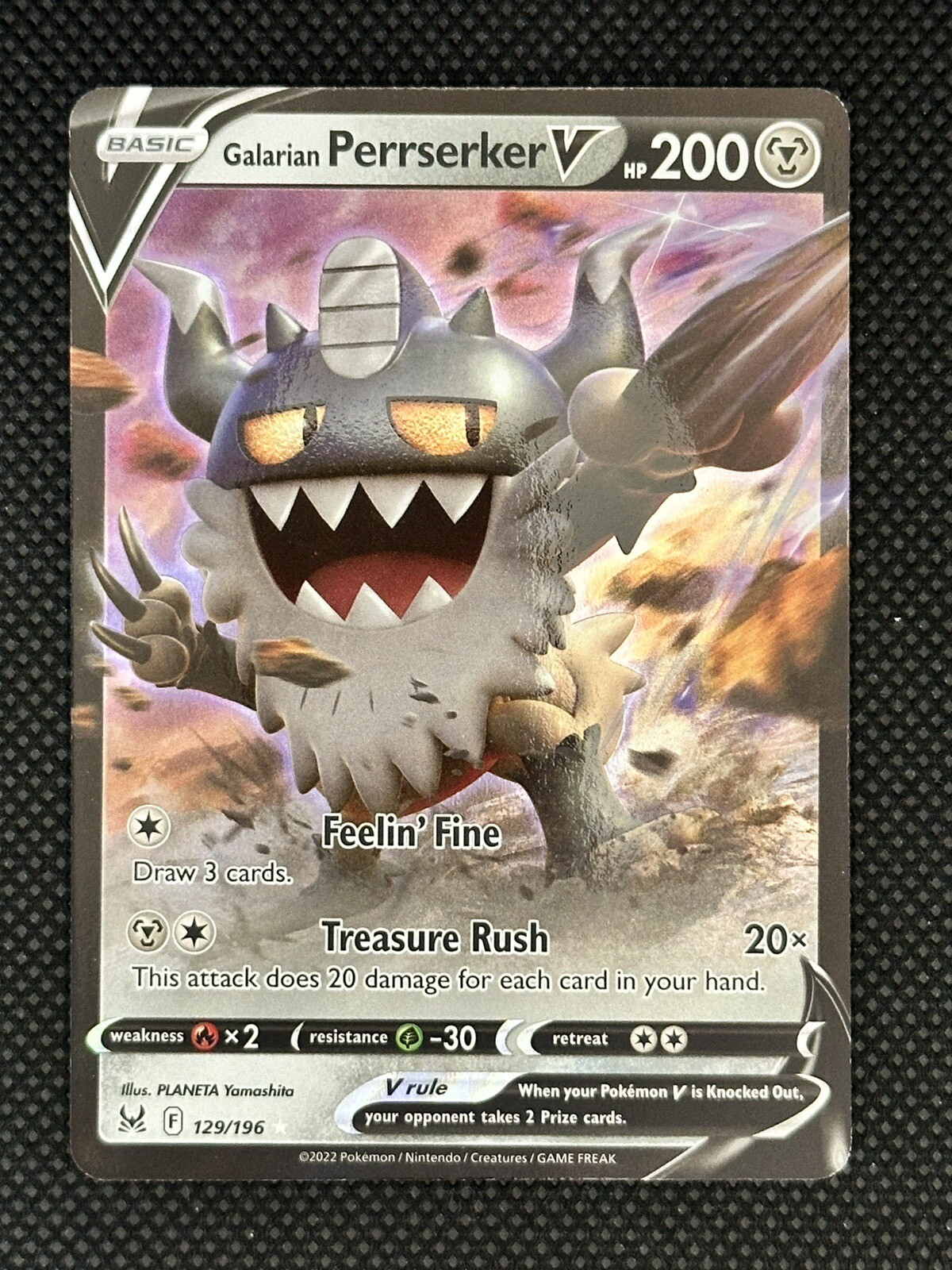 Galarian Perrserker V - 129/196 Ultra Rare Lost Origin NM Pokemon TCG G ...