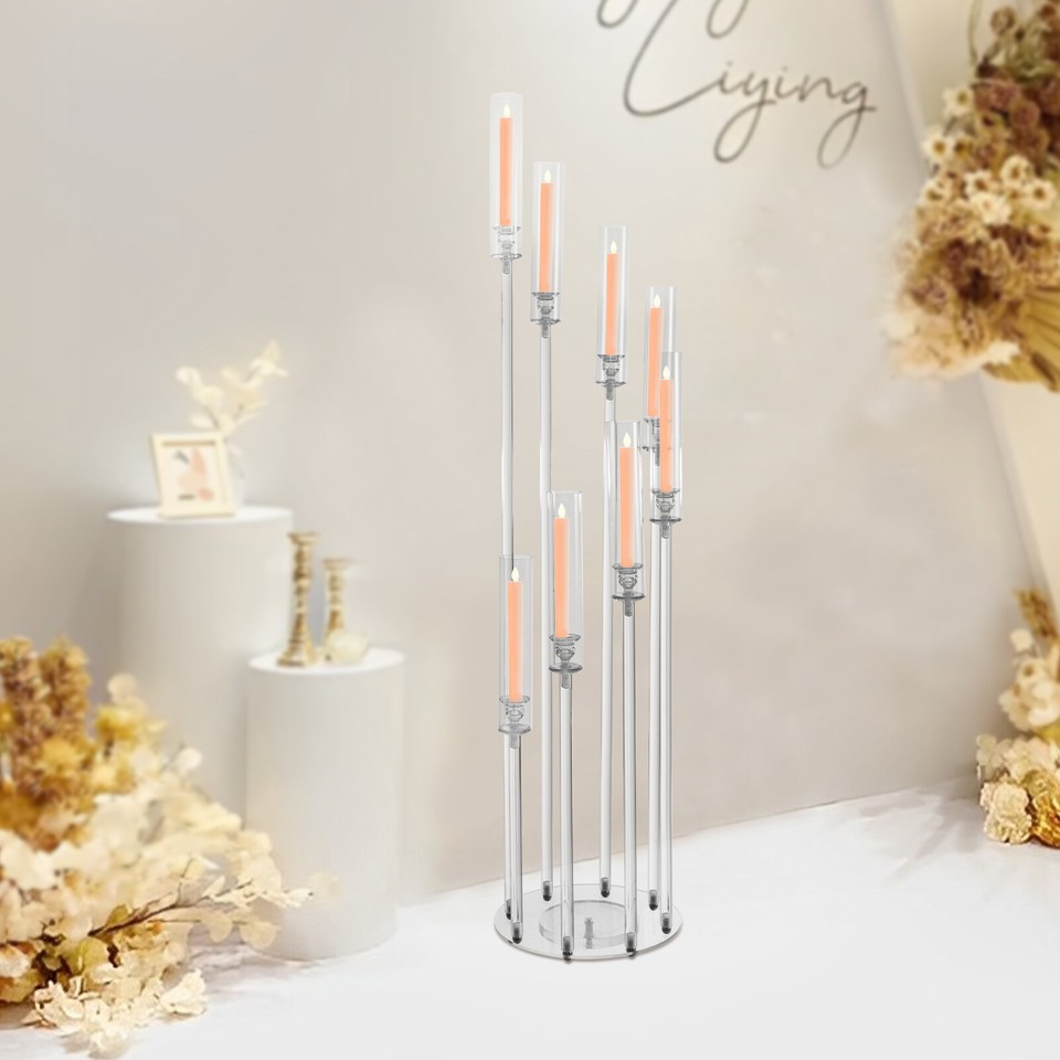 8-head Candle Holder Acrylic Clear Candle Stand for Wedding Birthday ...