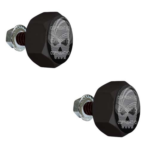 2 Black Hex Billet Frame Tag Bolts for Harley - CARBON WEAVE G SKULL ...