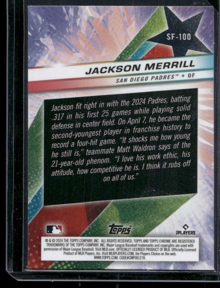 2024 Topps Chrome Cosmic Starfractor Jackson Merrill Rookie San Diego ...