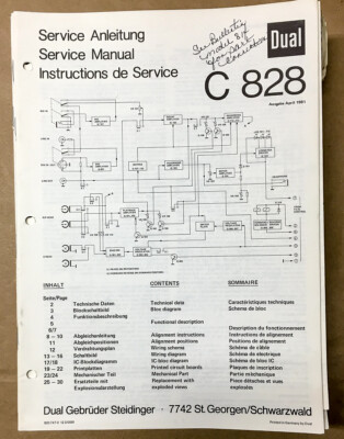 Dual C 828 C828 Cassette Service Manual *Original* | eBay
