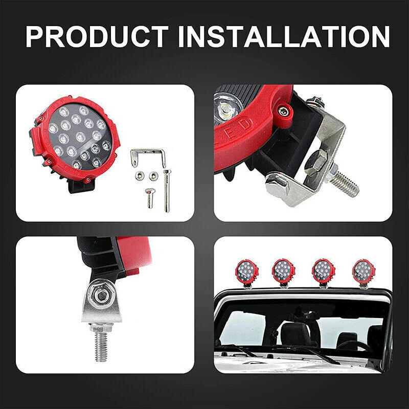 2/4PK 7"inch Round LED Work Light Bar Pods Driving Fog Headlight Truck ...
