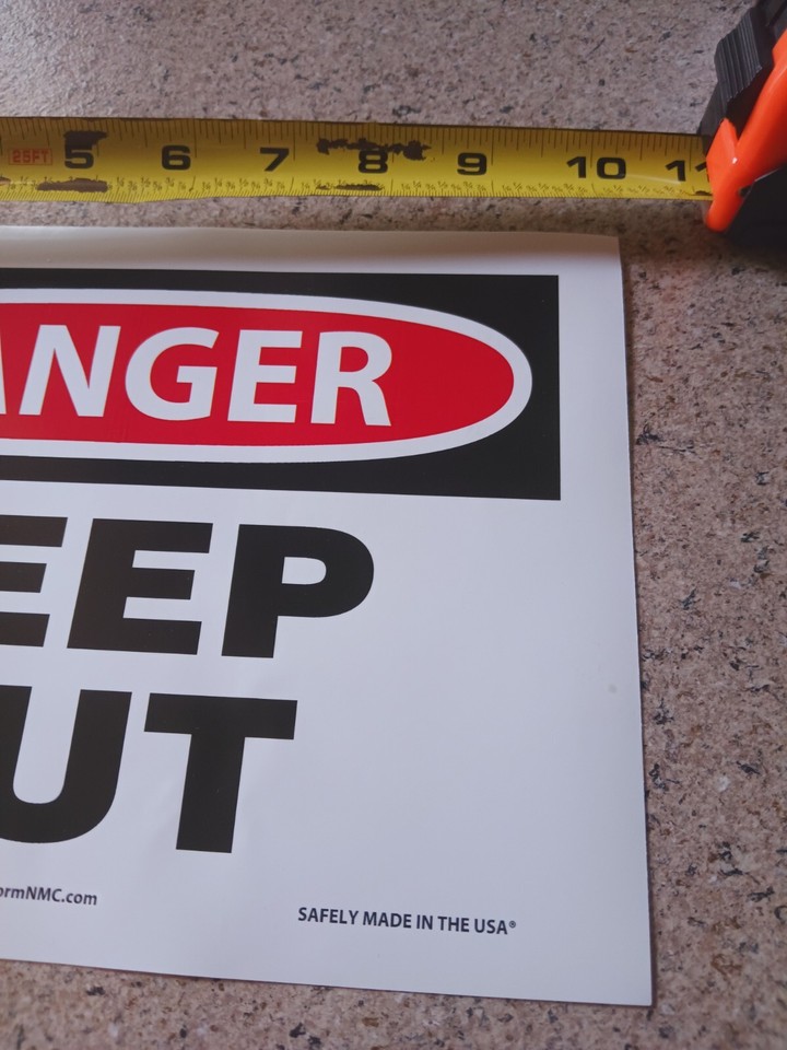 Danger Keep Out Sign, Sticker Decal. Acrylic. 10 by 7 | eBay