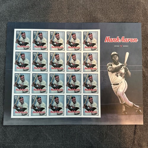 USPS Hank Aaron 2024 Forever Stamps Sheet Of 20 Atlanta Braves Baseball ...