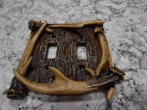 Antler Double Toggle Switch Plate Cover Rustic Faux Wood Look Cabin ...