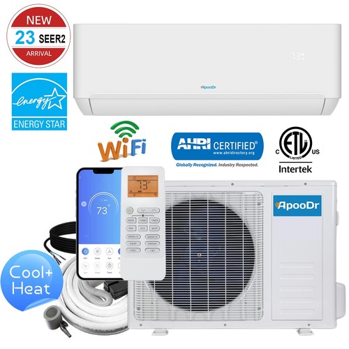9000 BTU 23 SEER Mini Split Air Conditioner Inverter Heat Pump 110V ...