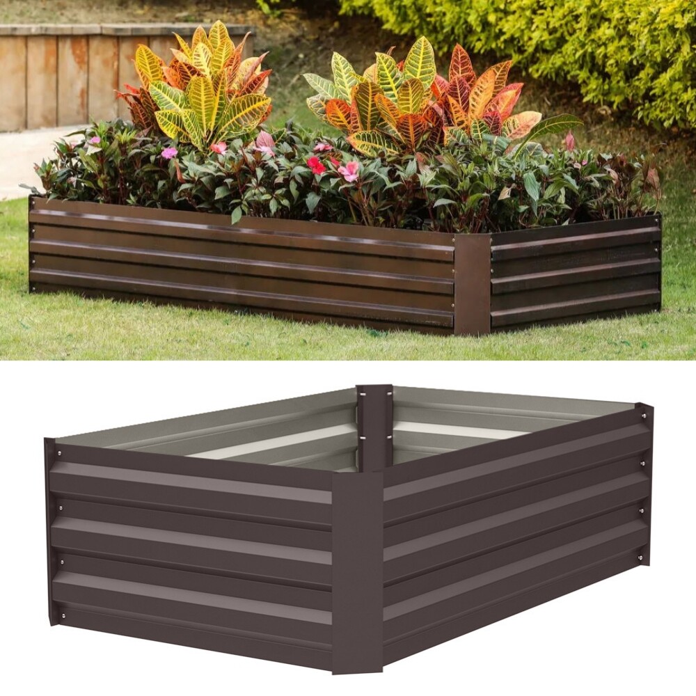 Corrugated Metal Raised Bed Planter Living And Home Green Oval