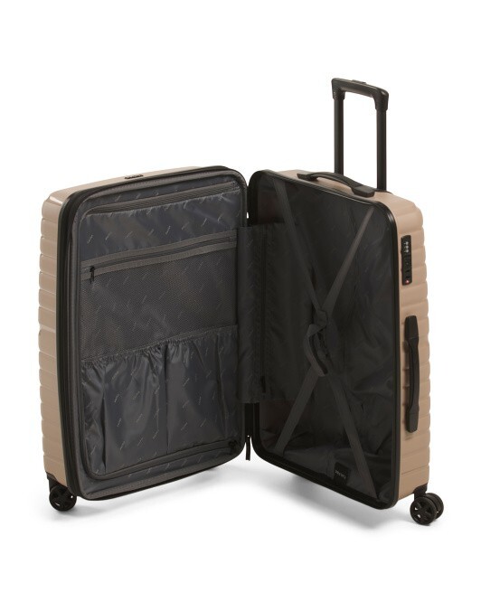 CALPAK 24in SeaShell Pink Striped Expandable Hardcase TSA Lock 8 Wheel ...