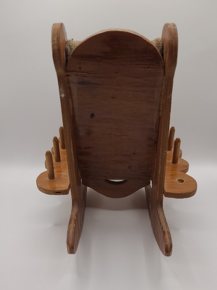 Vintage Wooden Rocking Chair Pin Cushion Sewing Thread Spool Holder | eBay