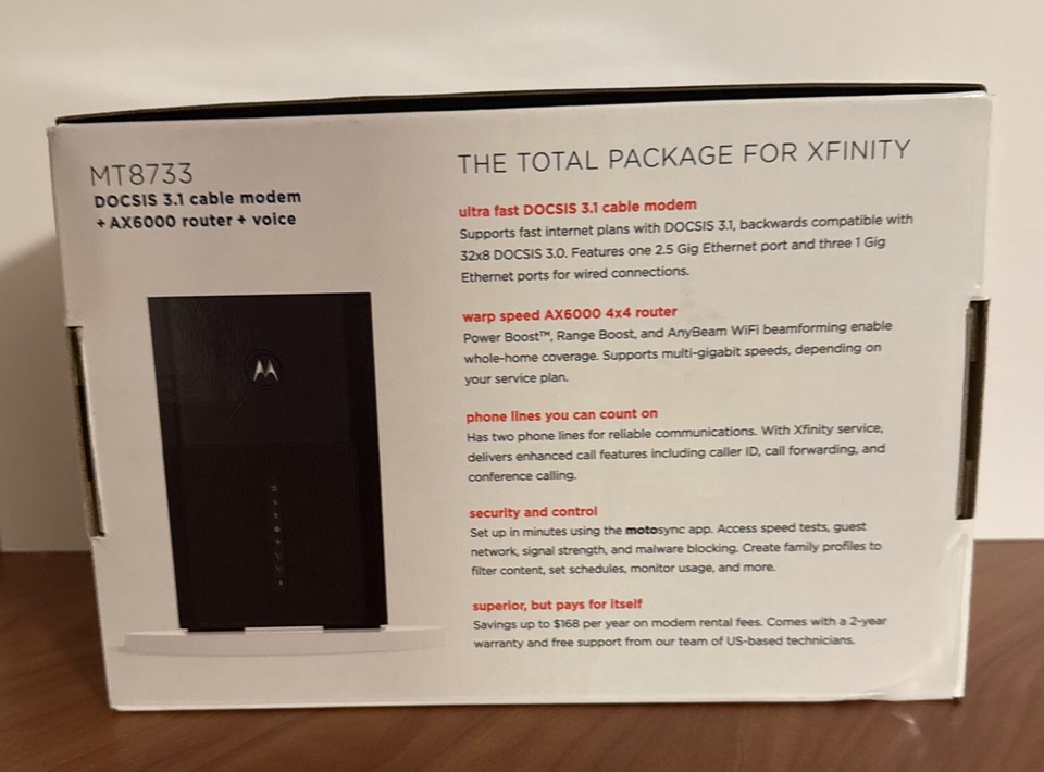 Motorola DOCSIS 3.1 Modem MT8733, AX6000 Router with Voice for Xfinity ...