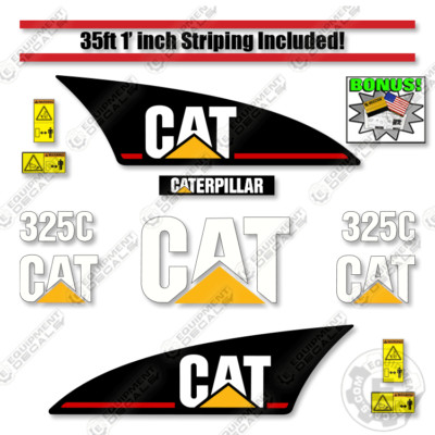 Fits Caterpillar 325C FM Decal Kit Excavator Decals - 7 YEAR 3M VINYL ...