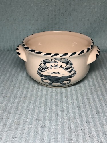 Dovis Designs Stoneware Hand Painted Chowder Bowl Blue Crab Bay Co EC ...