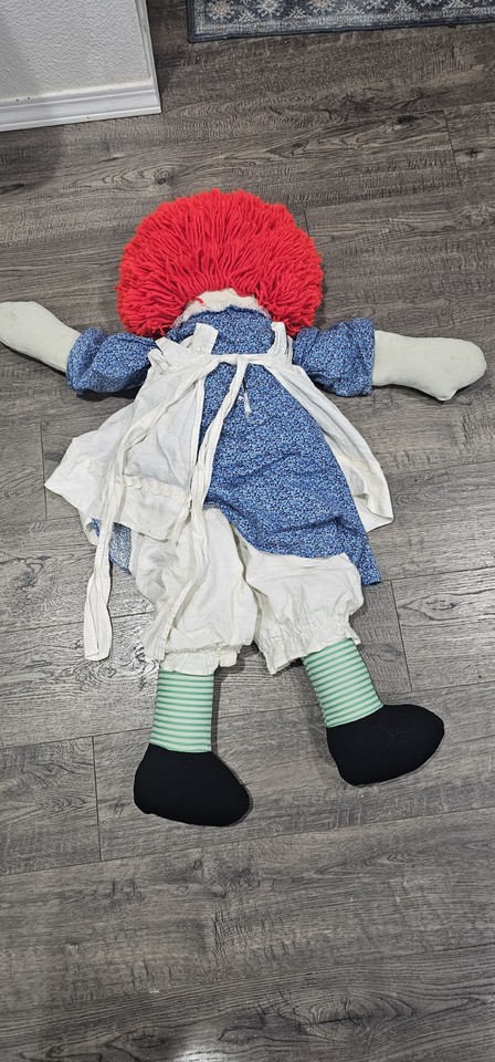 Vintage Raggedy Ann Doll Large Life Sized 33 Inches Tall Green Socks ...