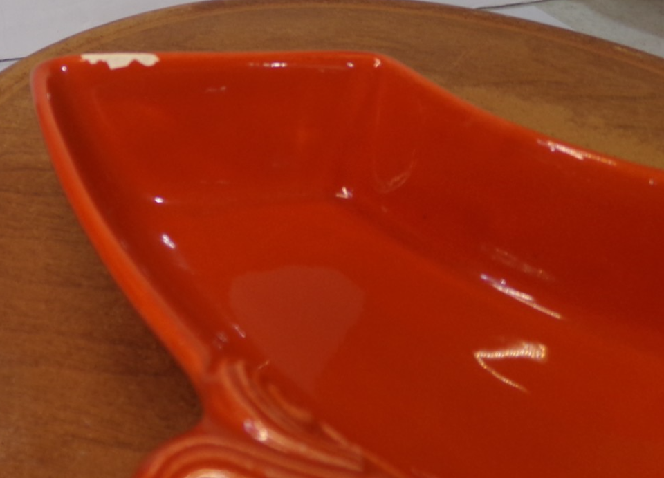 Vintage CALIFORNIA POTTERY Lazy Susan RELISH TRAY Gold & Orange with ...