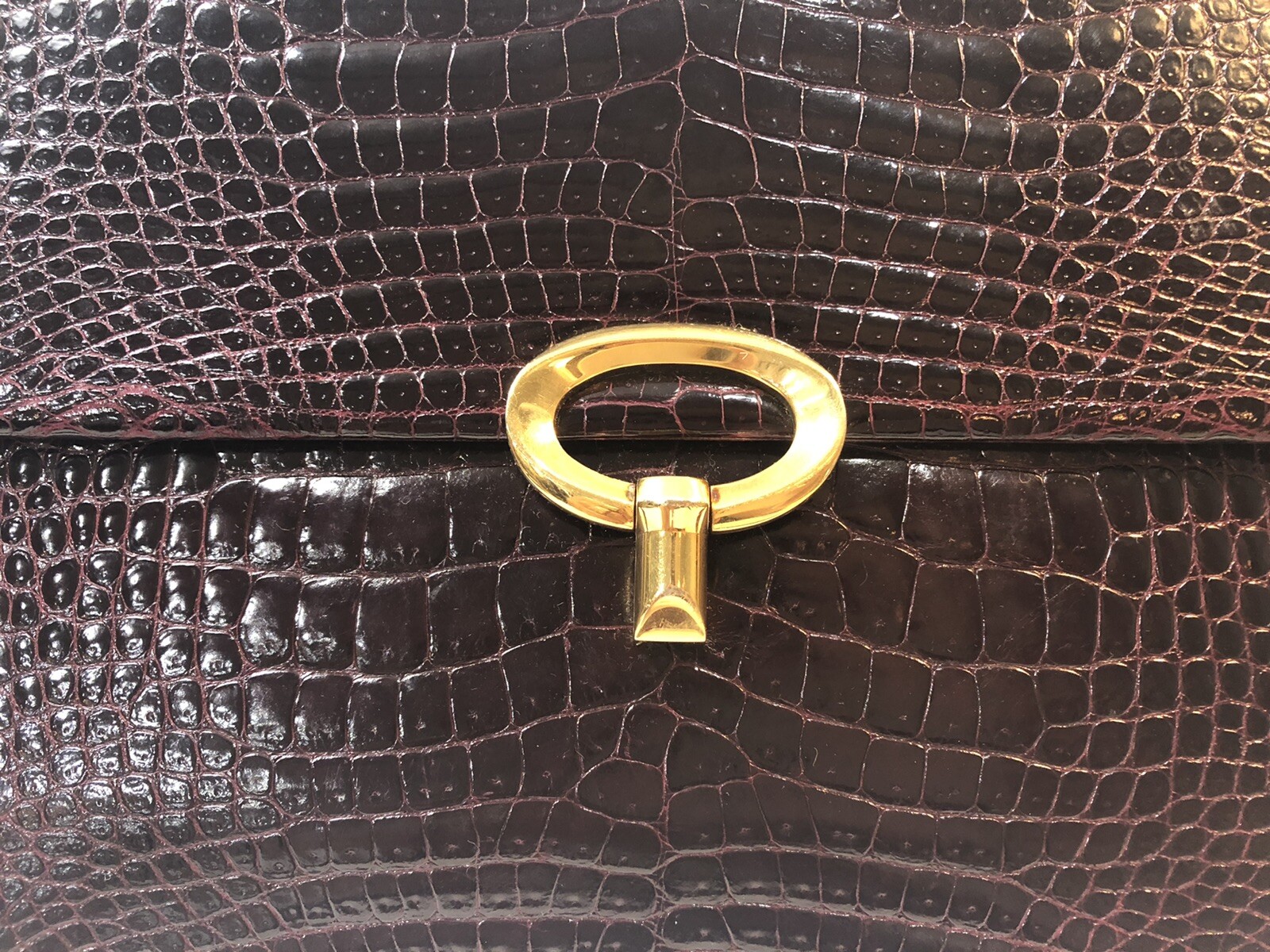 Authentic Morabito Crocodile Exotic Leather Shoulder Bag Purse Burgundy ...