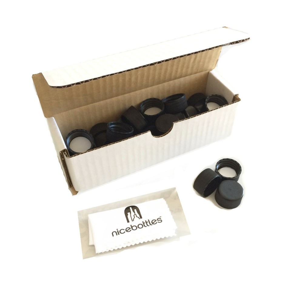 Screw Caps for 5 Oz Woozy Bottles Pack of 30 Black Color Ribbed Sides ...