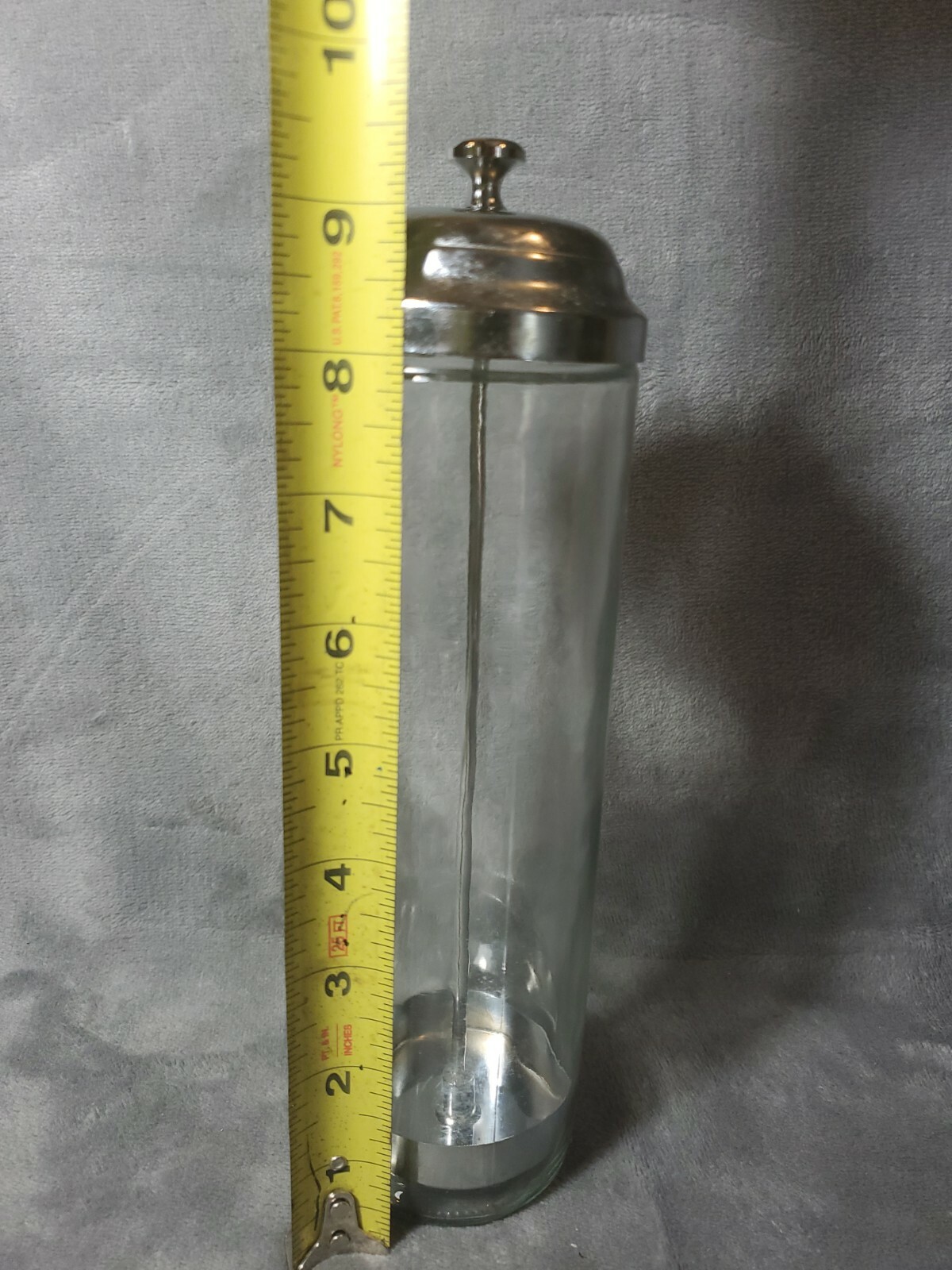 Vintage Barber Shop Glass Comb Container Jar w/Lid 9” Tall Straw Holder ...