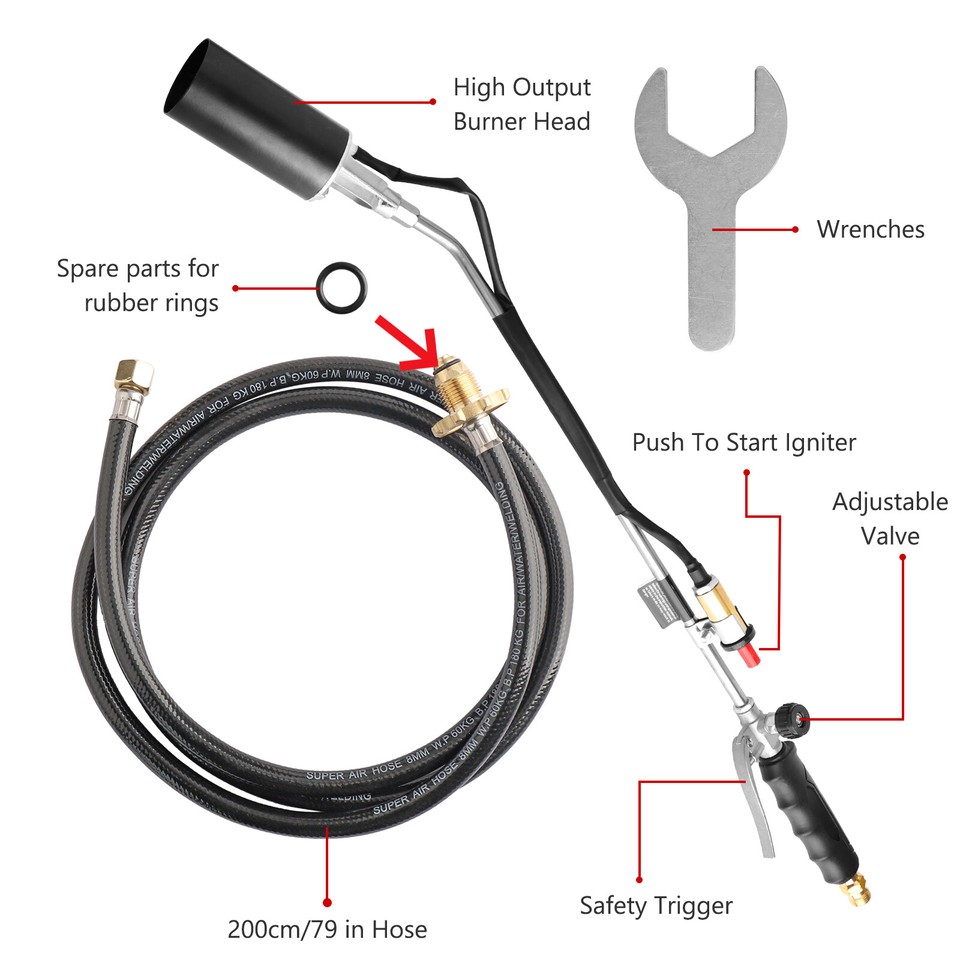 Portable Propane Torch Weed Burner Ice Snow Melter Outdoor Flame ...