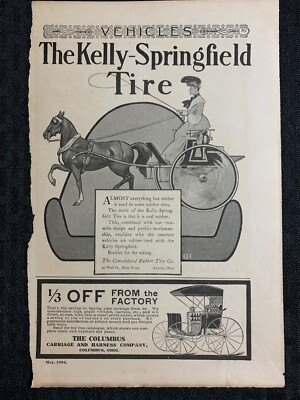 1904 KELLY-SPRINGFIELD TIRE 6.5x8" Automotive PRINT AD The Smartest ...