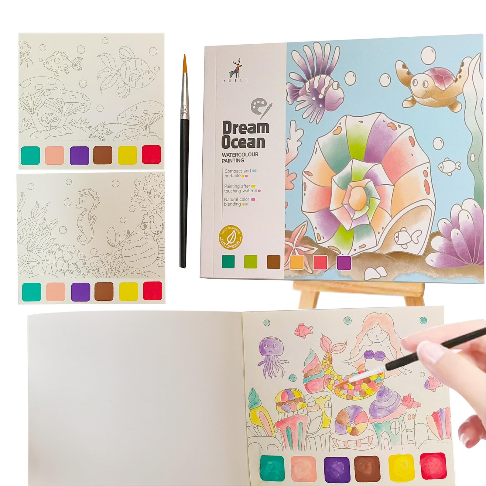 Watercolor Coloring Books for Kids Ages 4-8 Pocket Watercolor Painting ...