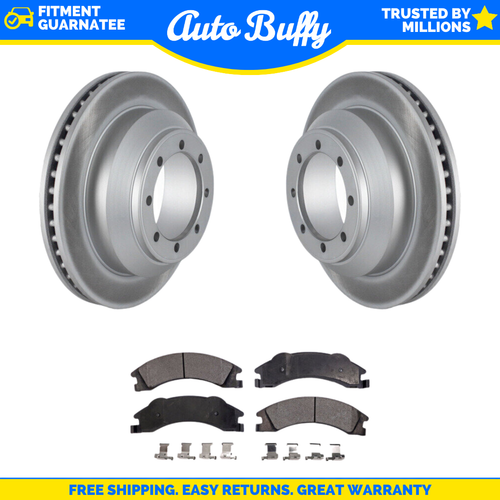 Rear Coated Disc Brake Rotor Ceramic Pad Kit For Ford E-350 Super Duty ...