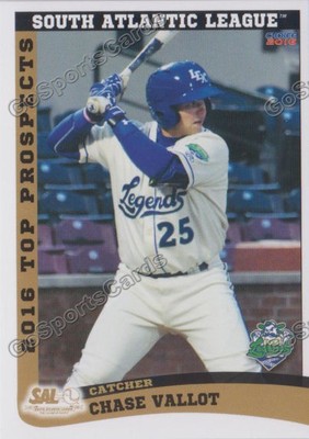 2016 South Atlantic League Top Prospect Chase Vallot RC Rookie Royals ...