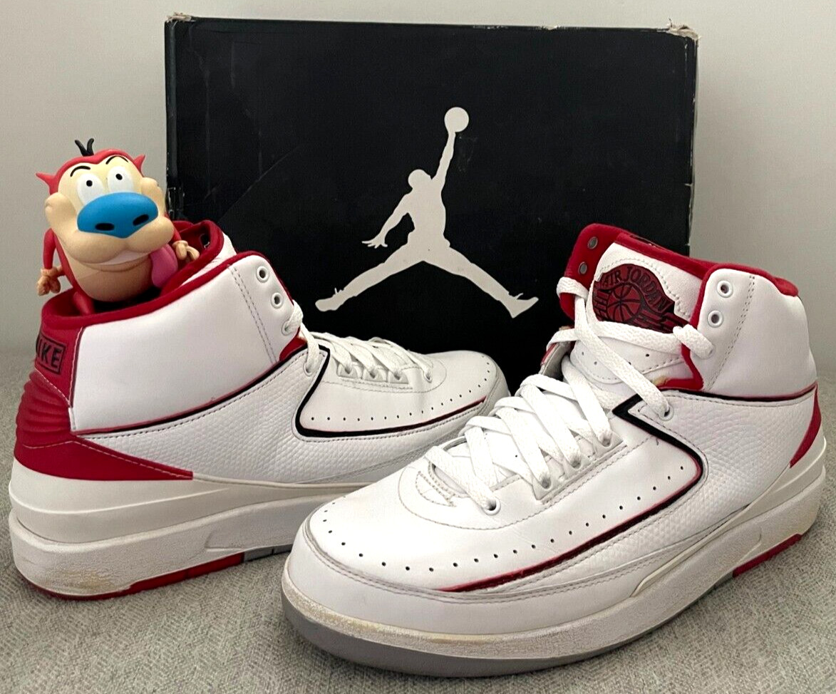 2008 Air Jordan 2 CDP White Fire Red Bulls Sz 10 Balv… - Gem
