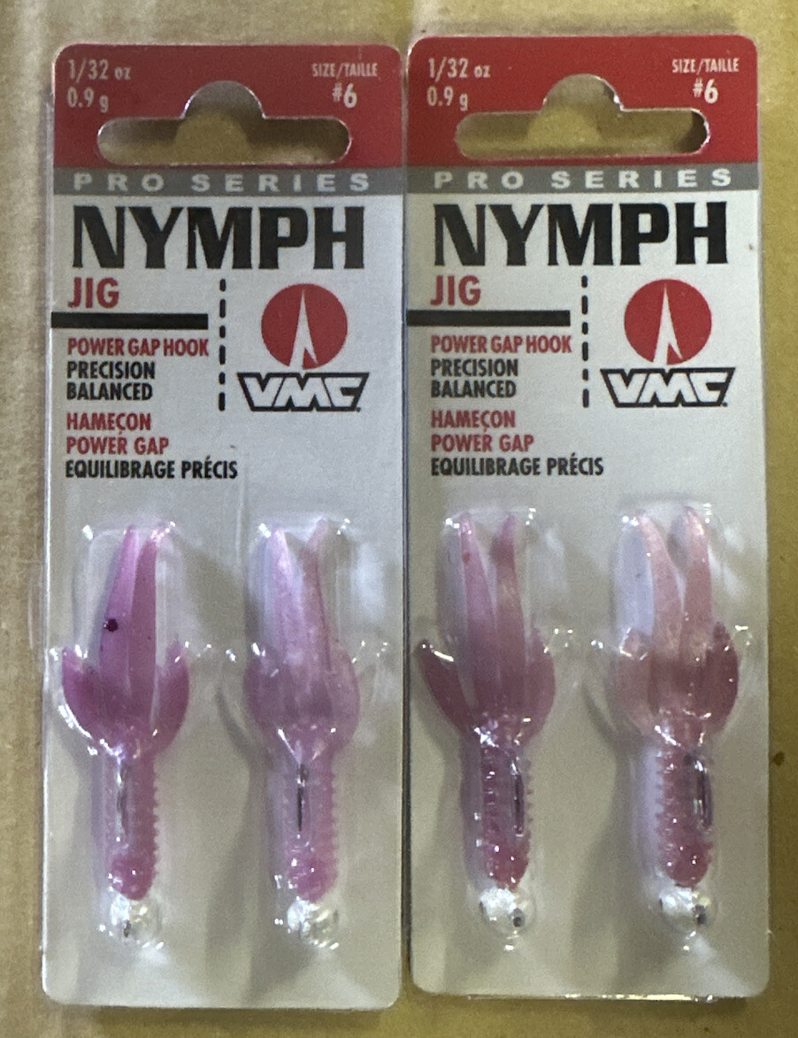 2 packs VMC Pro Series Nymph Jig Ultra Glow 1/32 OZ Purple Pearl | eBay
