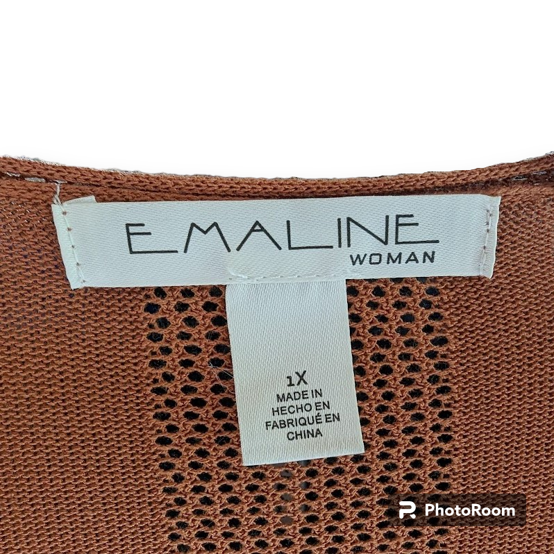 Emaline Woman Waterfall Sweater Rust Orange Lightweight Asymmetrical ...