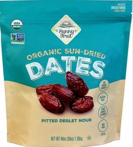 2 Pack Sunny Fruit Organic Pitted Dates 40oz Bags 5 lbs Total Deglet ...