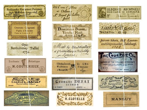 V112 Old Vintage Antique Violin Fiddle Maker Set of 18 Labels NICE! | eBay