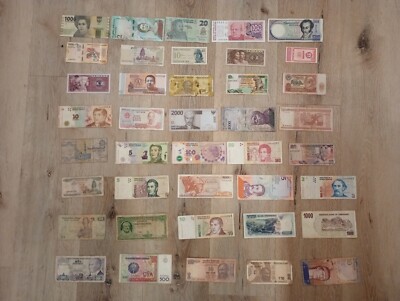 Circulated Lot of 40 Foreign Banknotes World Paper Money Collectible ...
