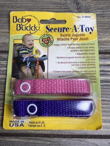Baby Buddy Secure-A-Toy Snap Straps Adjustable Length Pink Purple 2 ...