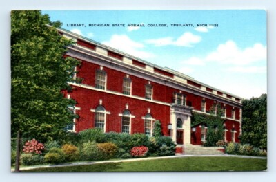 Postcard MI Ypsilanti Michigan State Normal College Library Vtg View ...