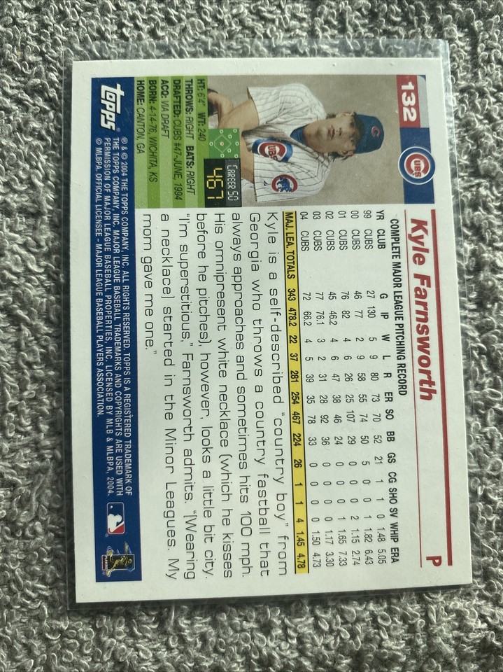 Kyle Farnsworth autographed baseball card (Chicago Cubs) 2005 Topps ...