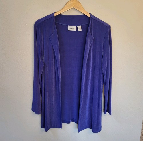 Chico's Travelers Open Front Slinky Cardigan Size 1 Long Line 3/4 ...