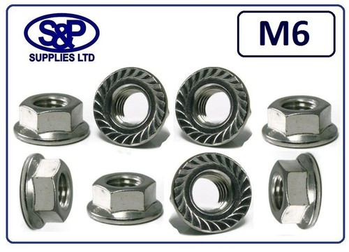 M6 (6MM - 6mm) STAINLESS STEEL FLANGE NUT GR304 A2 SERRATED FLANGE ST ...